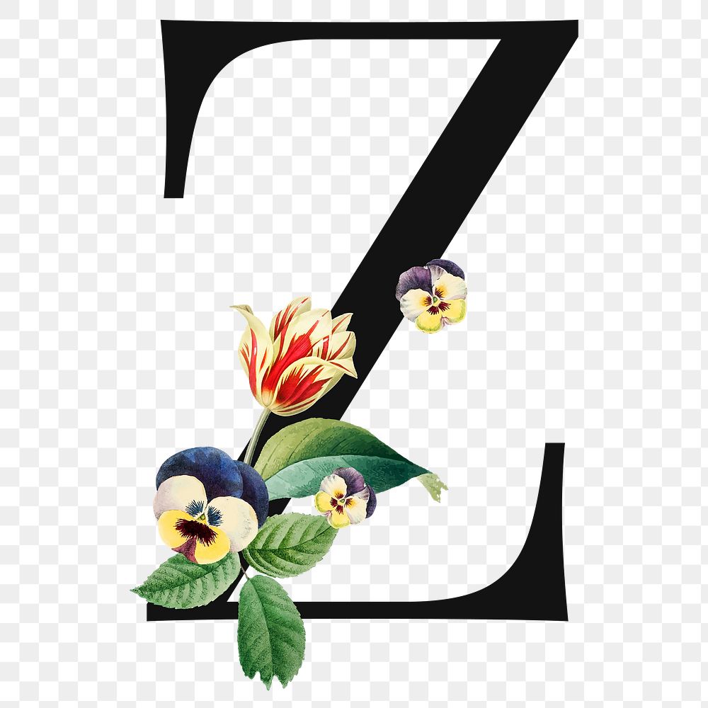 Flower decorated capital letter Z | Premium PNG Sticker - rawpixel