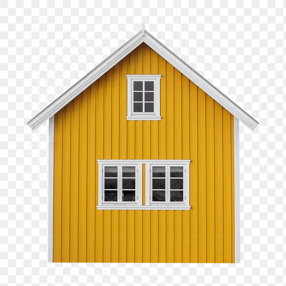 Yellow Nordic cabin design element | Premium PNG Sticker - rawpixel
