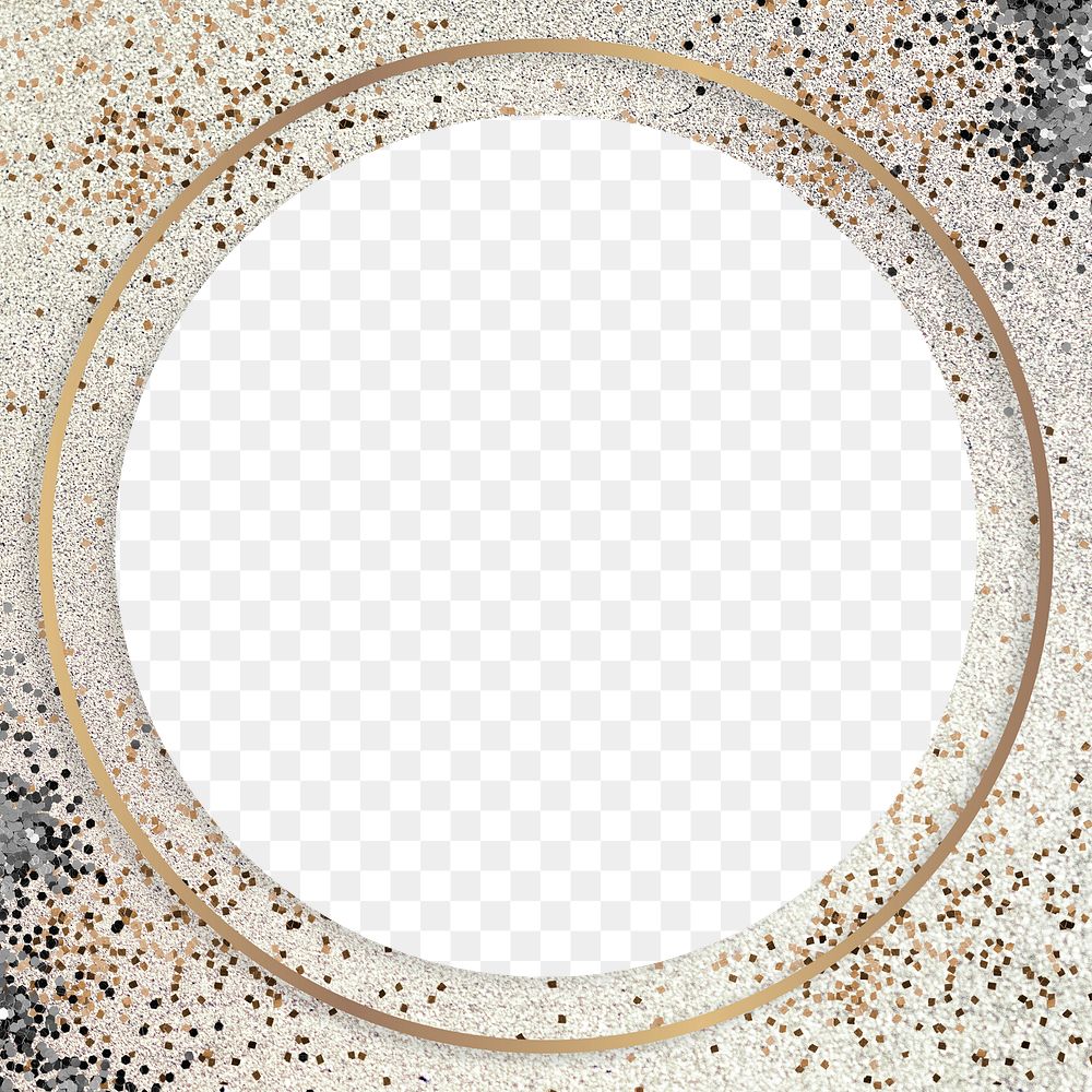 Gold shimmering round frame gray | Premium PNG - rawpixel