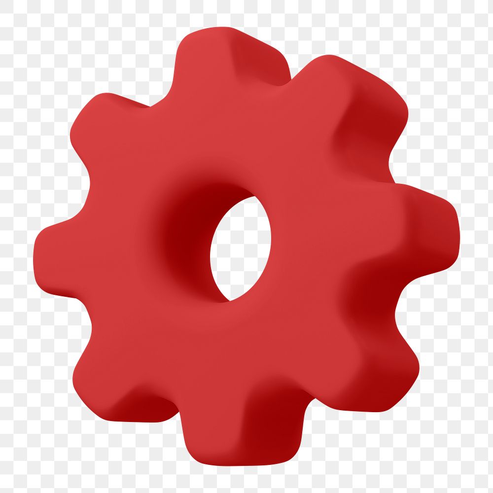 Red gear png sticker, 3D | Premium PNG - rawpixel