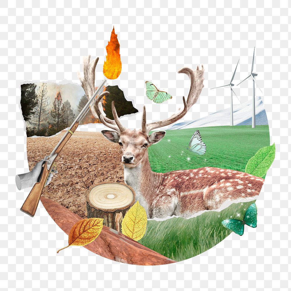 Deer hunting png sticker collage | Premium PNG - rawpixel