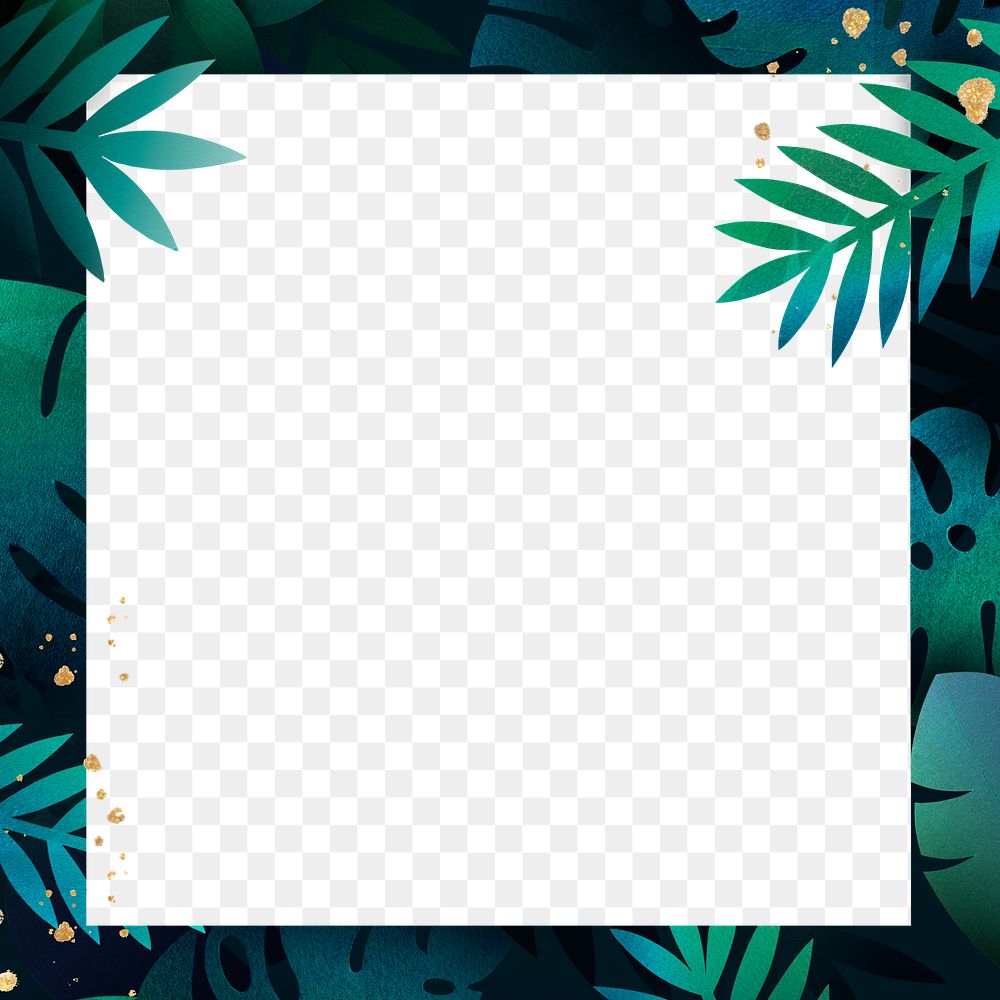 Green leaf patterned frame design | Premium PNG - rawpixel