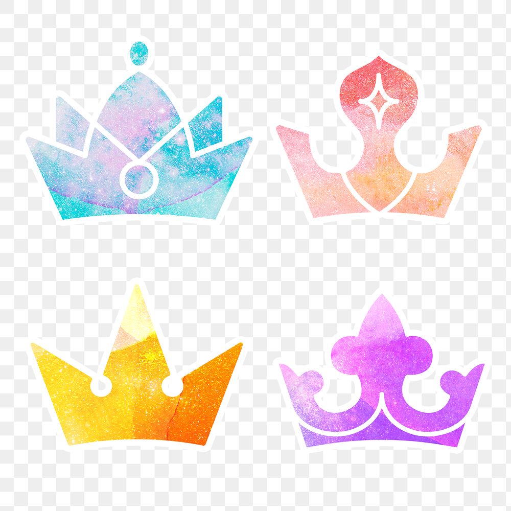 Colorful crown sticker design element | Premium PNG - rawpixel