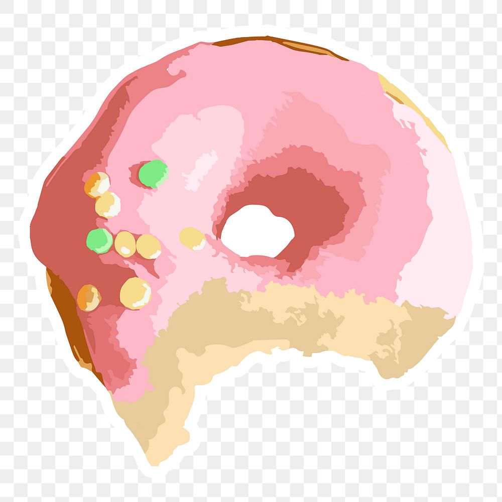 Vectorized bitten pink glazed donut | Premium PNG Sticker - rawpixel