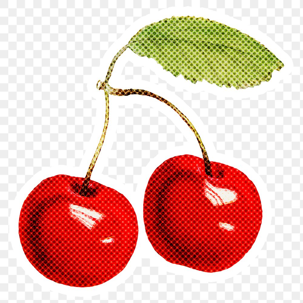 Halftone red cherry sticker white | Premium PNG Sticker - rawpixel