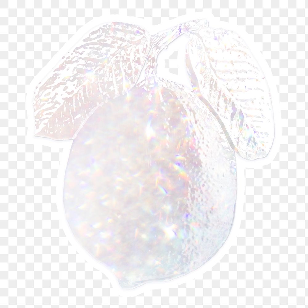 White holographic lemon sticker design | Premium PNG Sticker - rawpixel