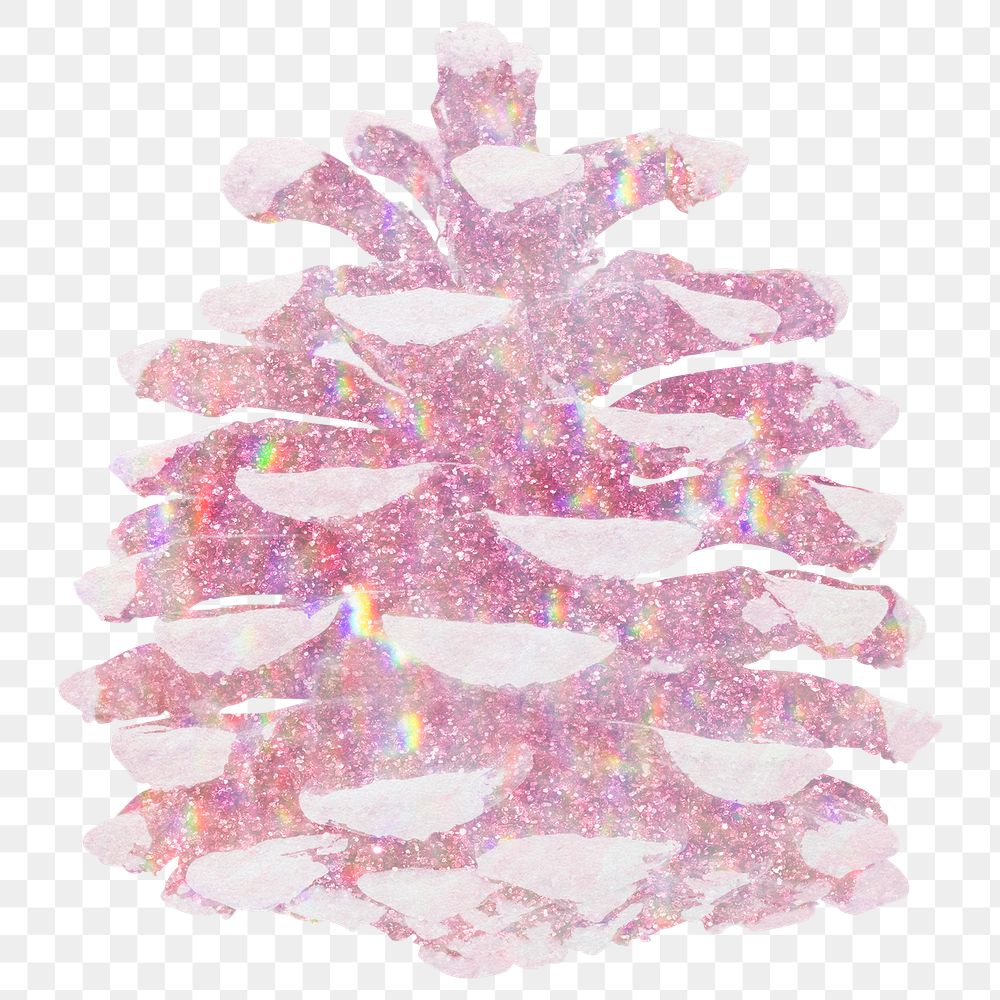 Pink holographic pine cone design | Premium PNG Sticker - rawpixel