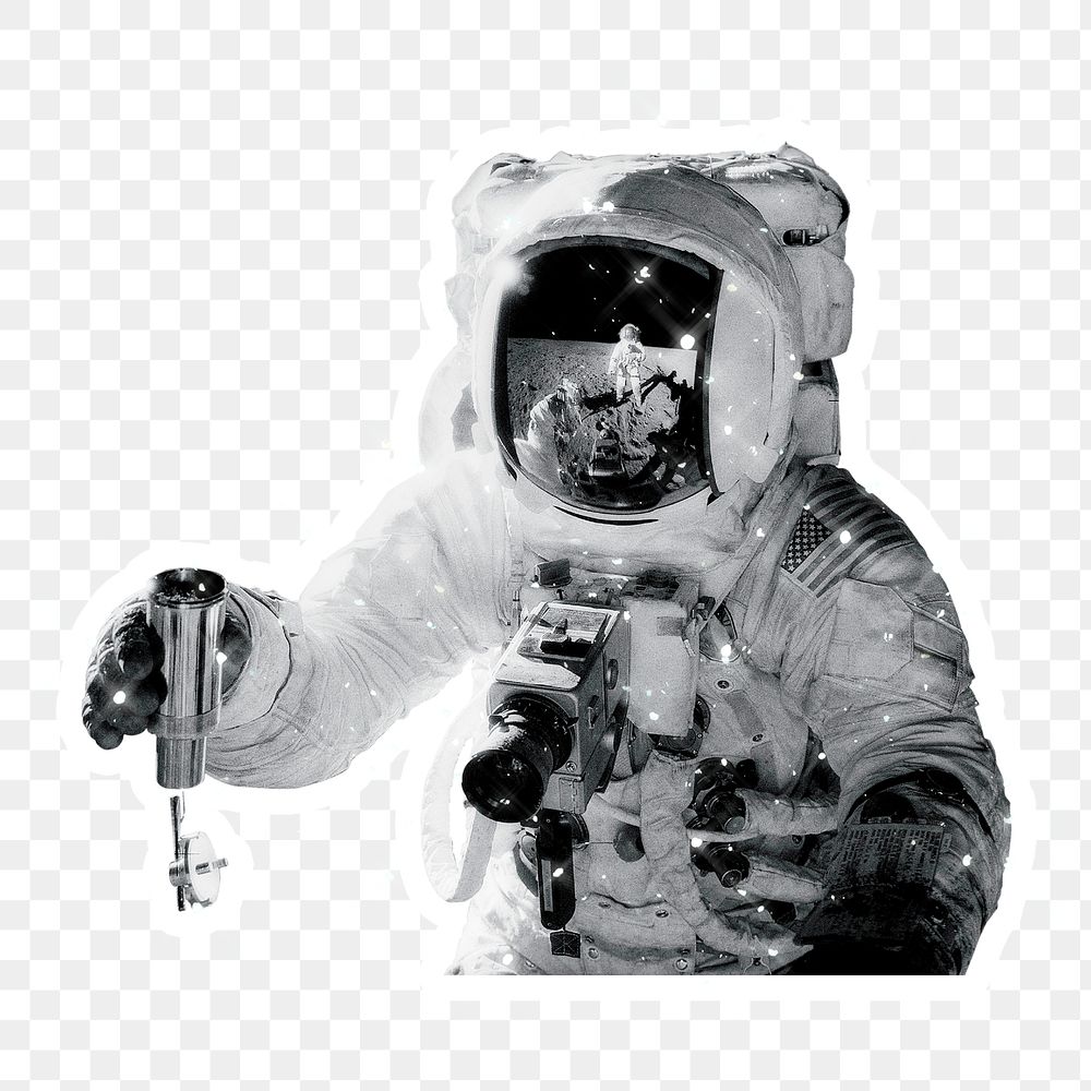 Sparkling astronaut sticker white border | Premium PNG Sticker - rawpixel