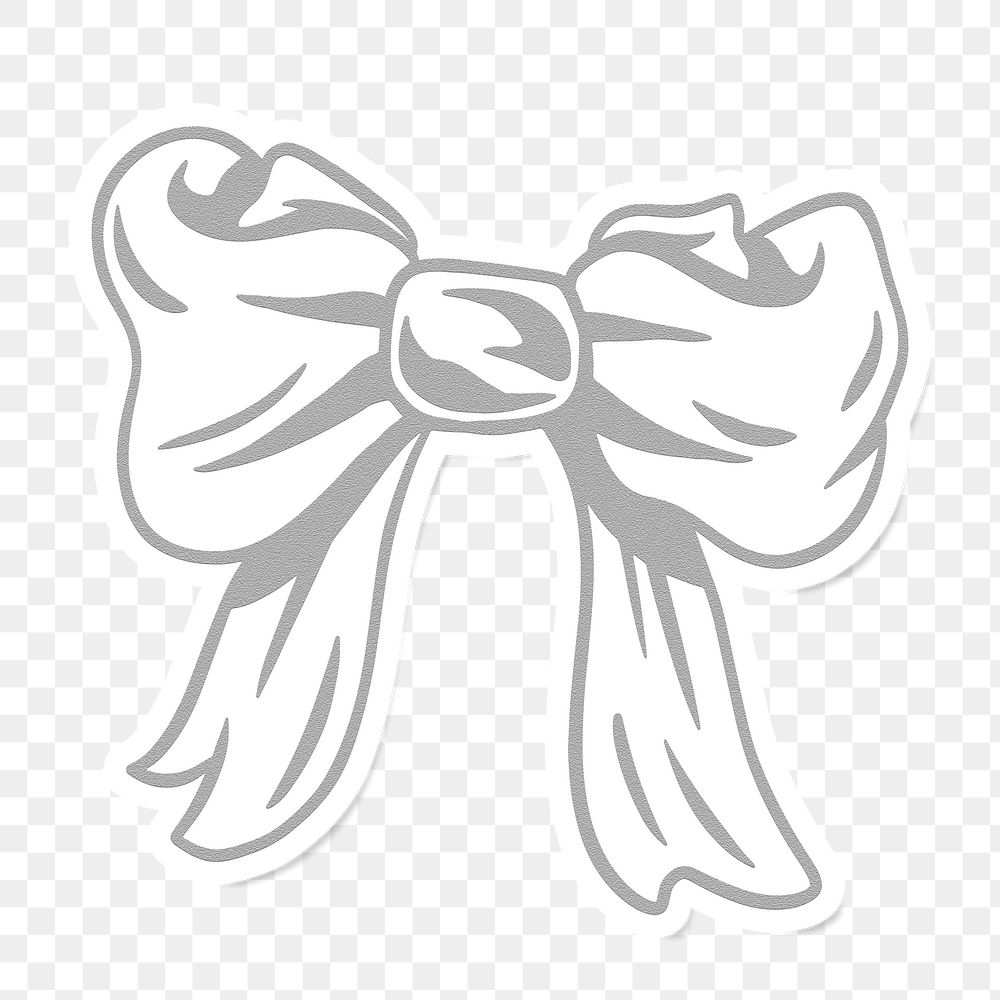 Cute gray bow sticker white | Free PNG Sticker - rawpixel
