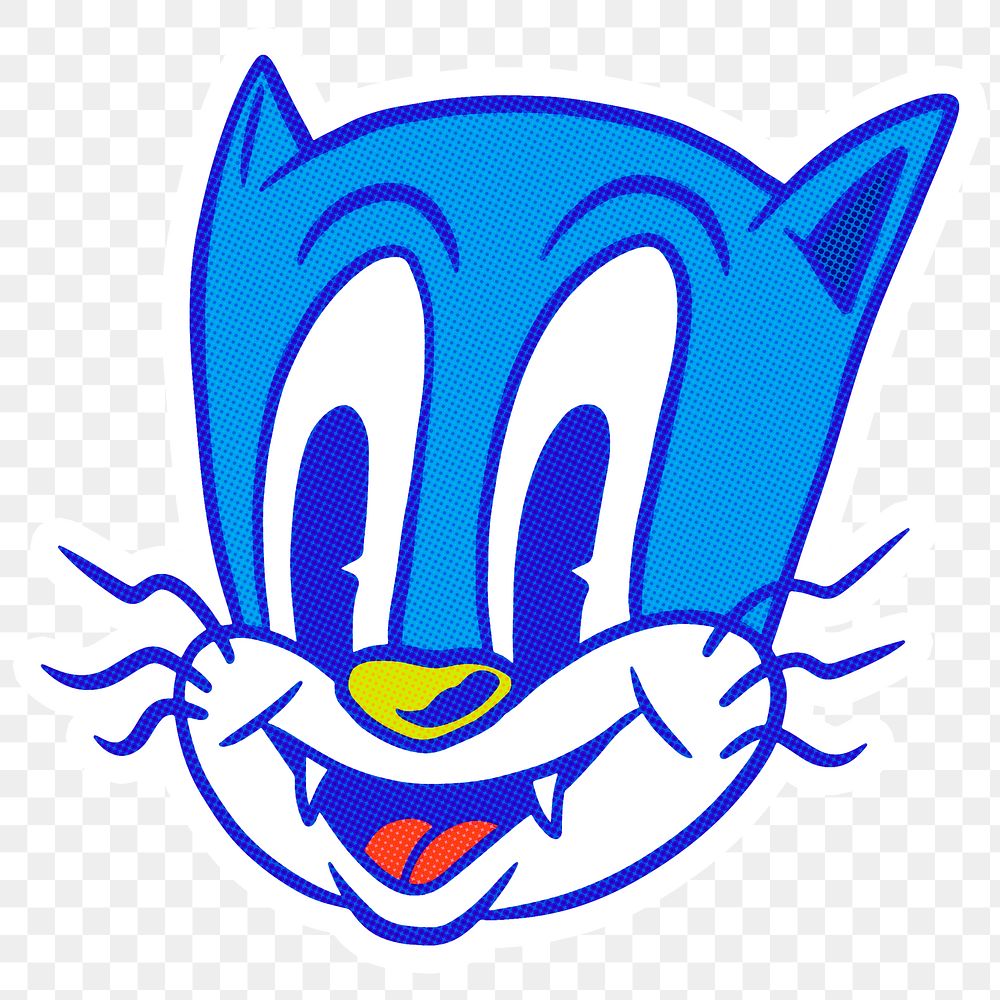 Blue cartoon cat sticker white | Premium PNG Sticker - rawpixel