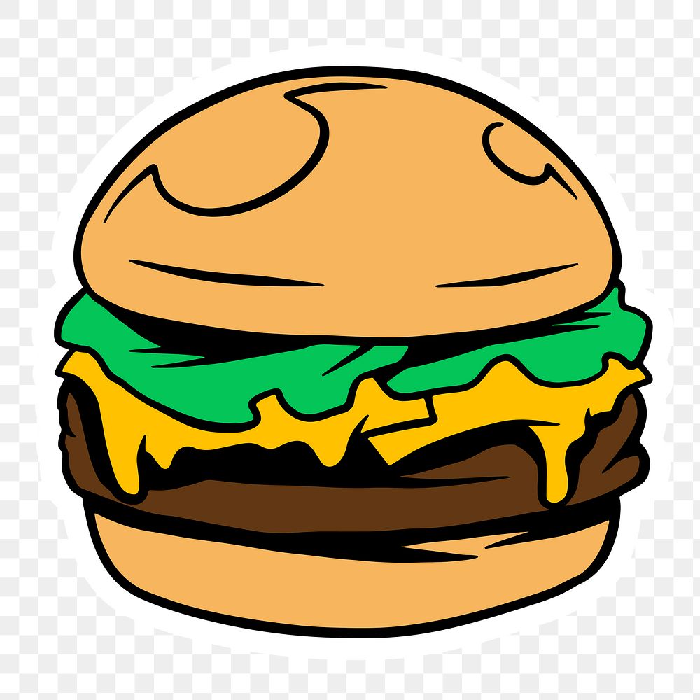 Cheeseburger sticker white border design | Premium PNG Sticker - rawpixel