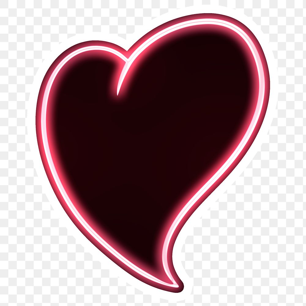 Neon red heart sticker overlay | Free PNG Sticker - rawpixel