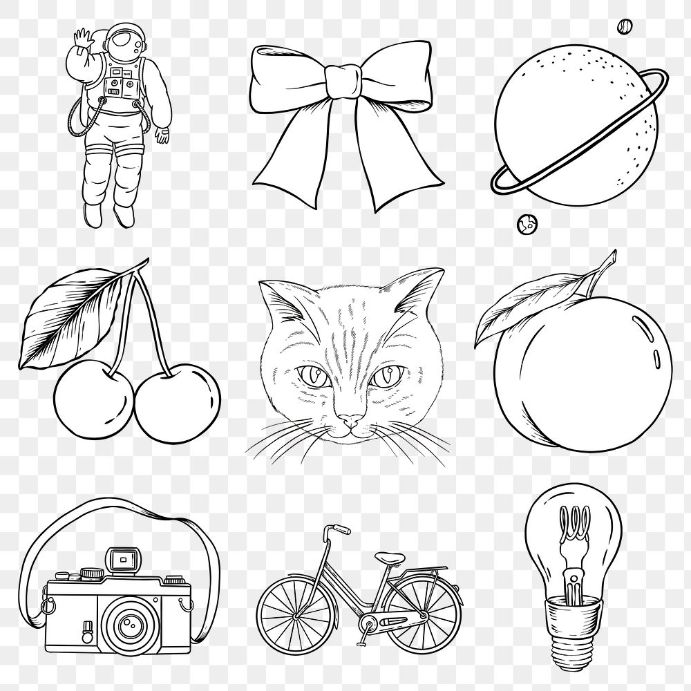 Black and white sticker set | Premium PNG - rawpixel