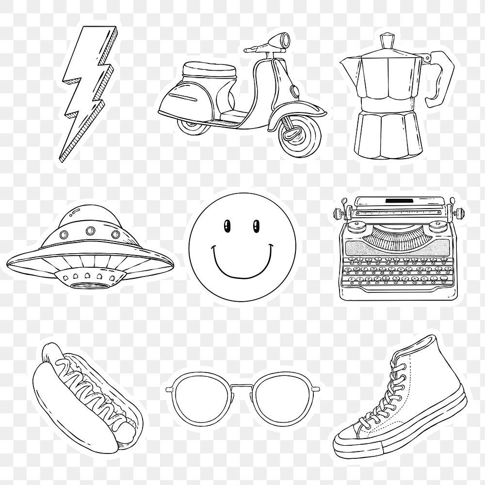 PNG funky retro stickers set | Premium PNG - rawpixel