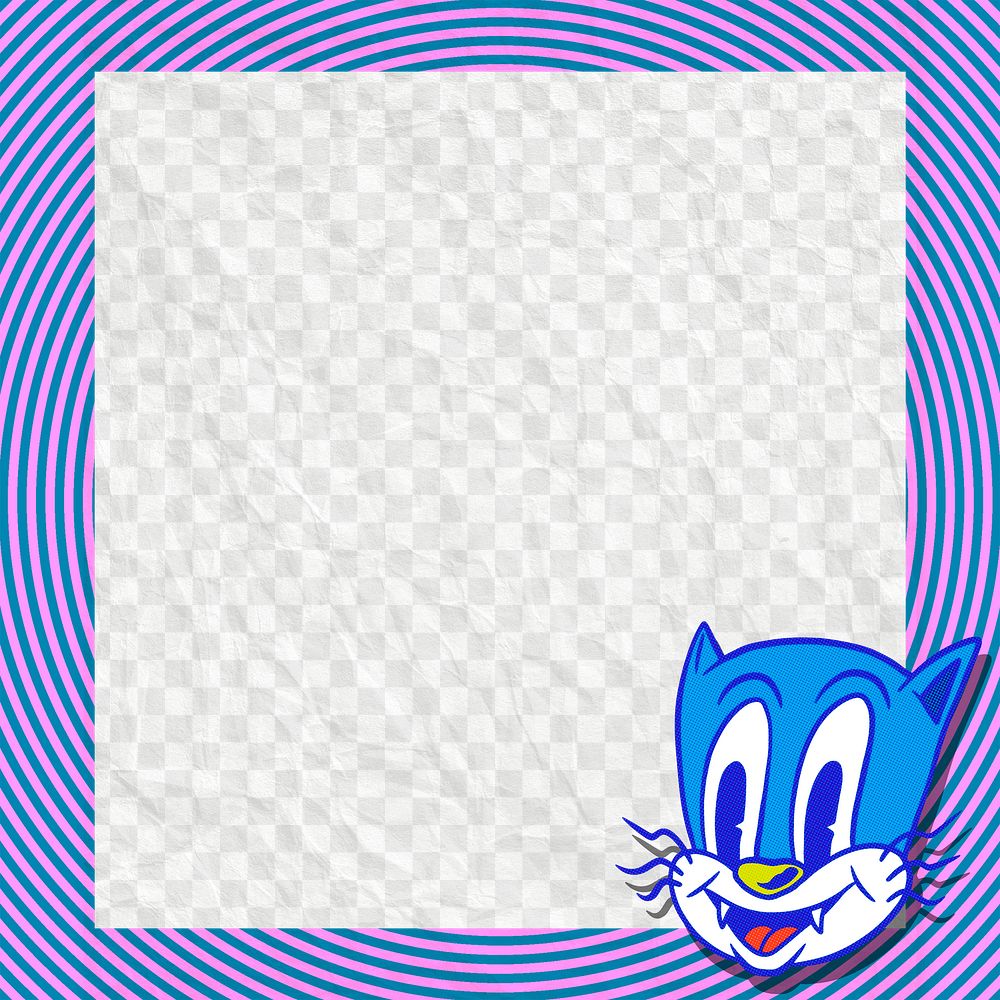 Blue cat cartoon frame design | Premium PNG - rawpixel