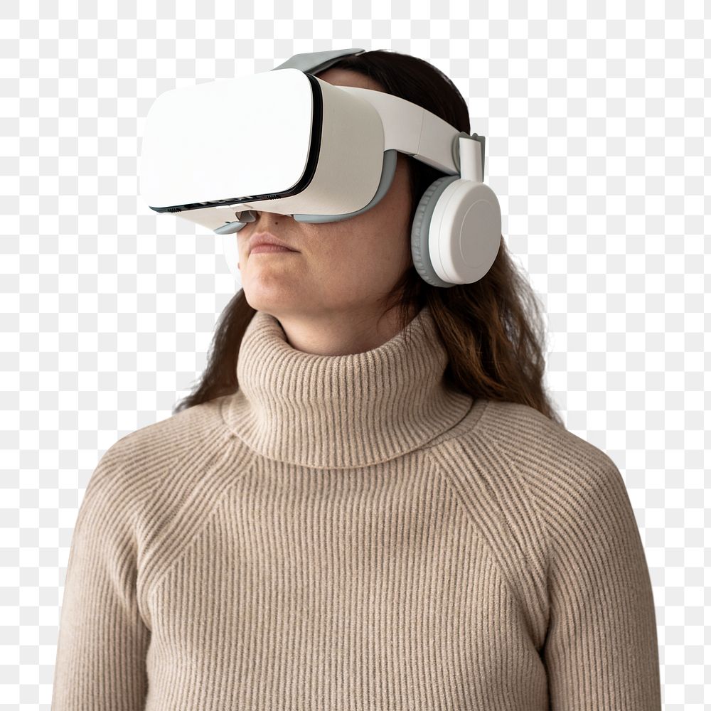 Woman wearing VR headset png | Premium PNG Sticker - rawpixel