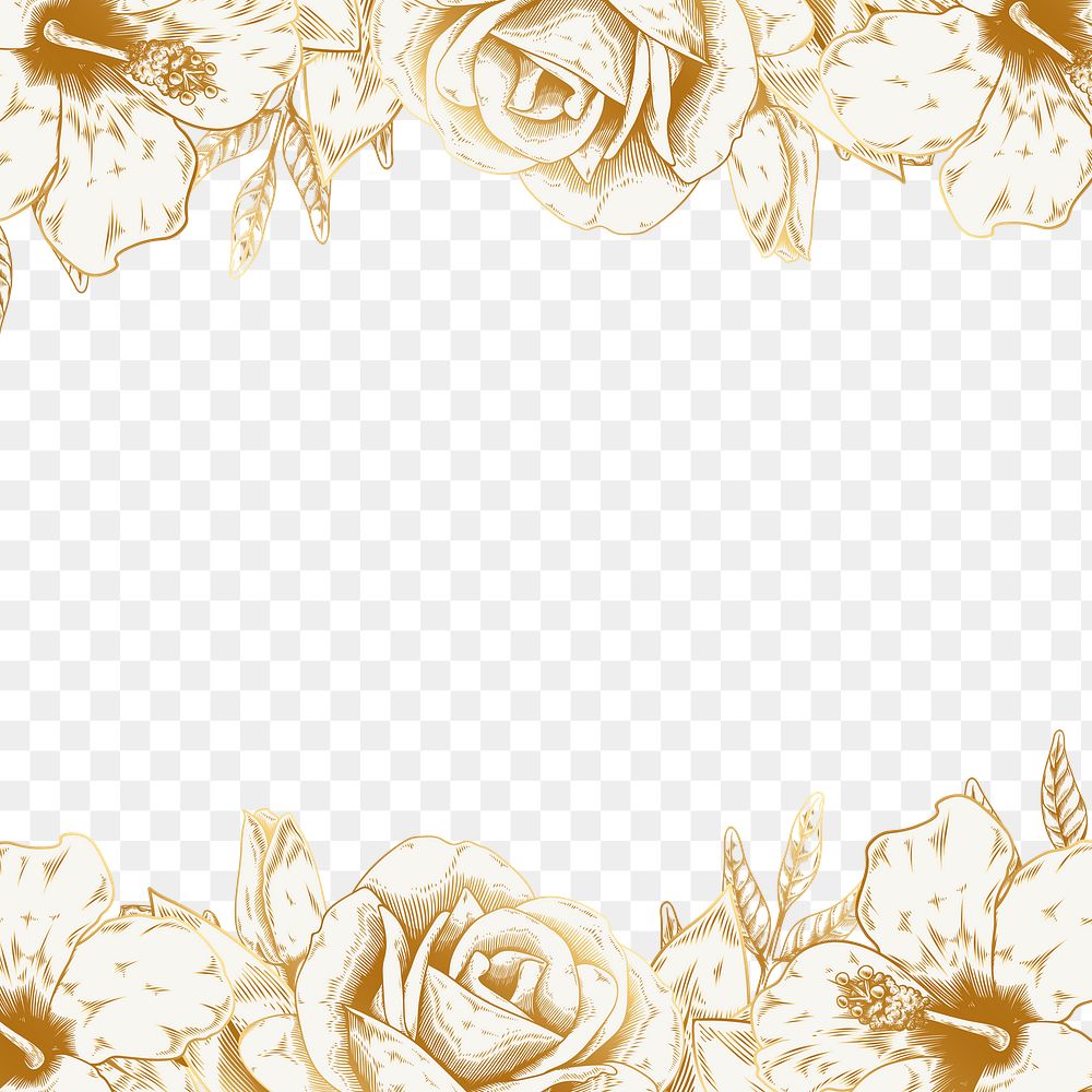 Hand drawn gold rose border | Premium PNG - rawpixel