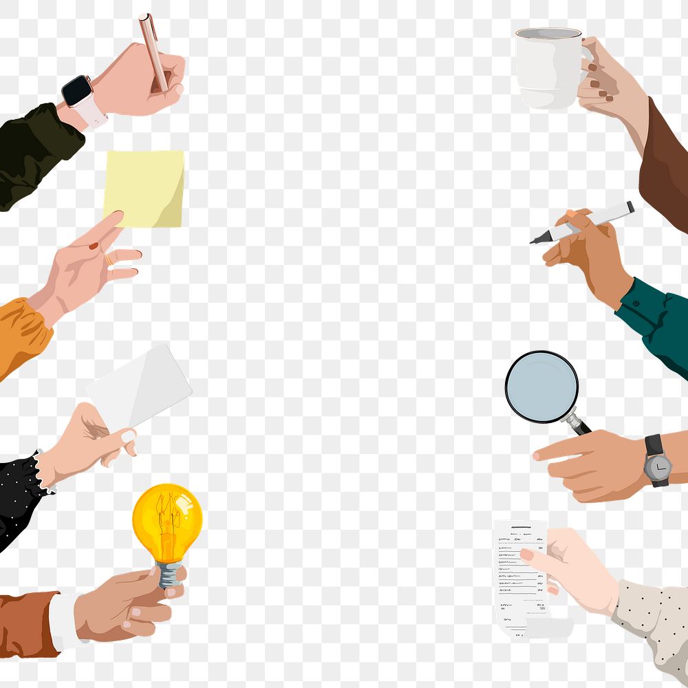Business teamwork png, hands border | Premium PNG - rawpixel