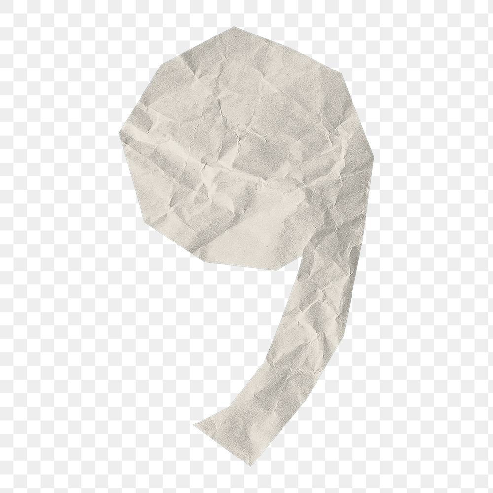 Comma png element, crumpled paper | Premium PNG Sticker - rawpixel