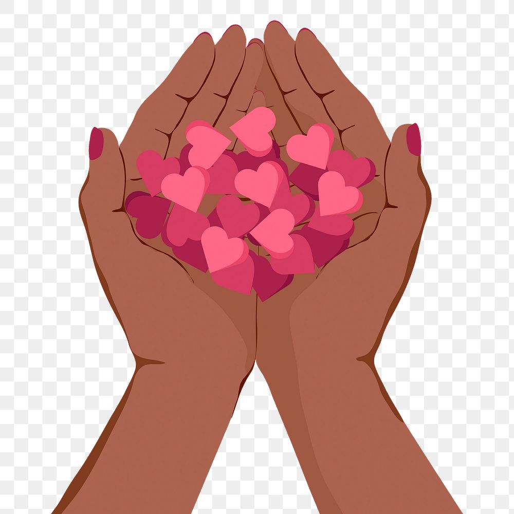 Hearts png sticker, cupped hands, | Premium PNG - rawpixel