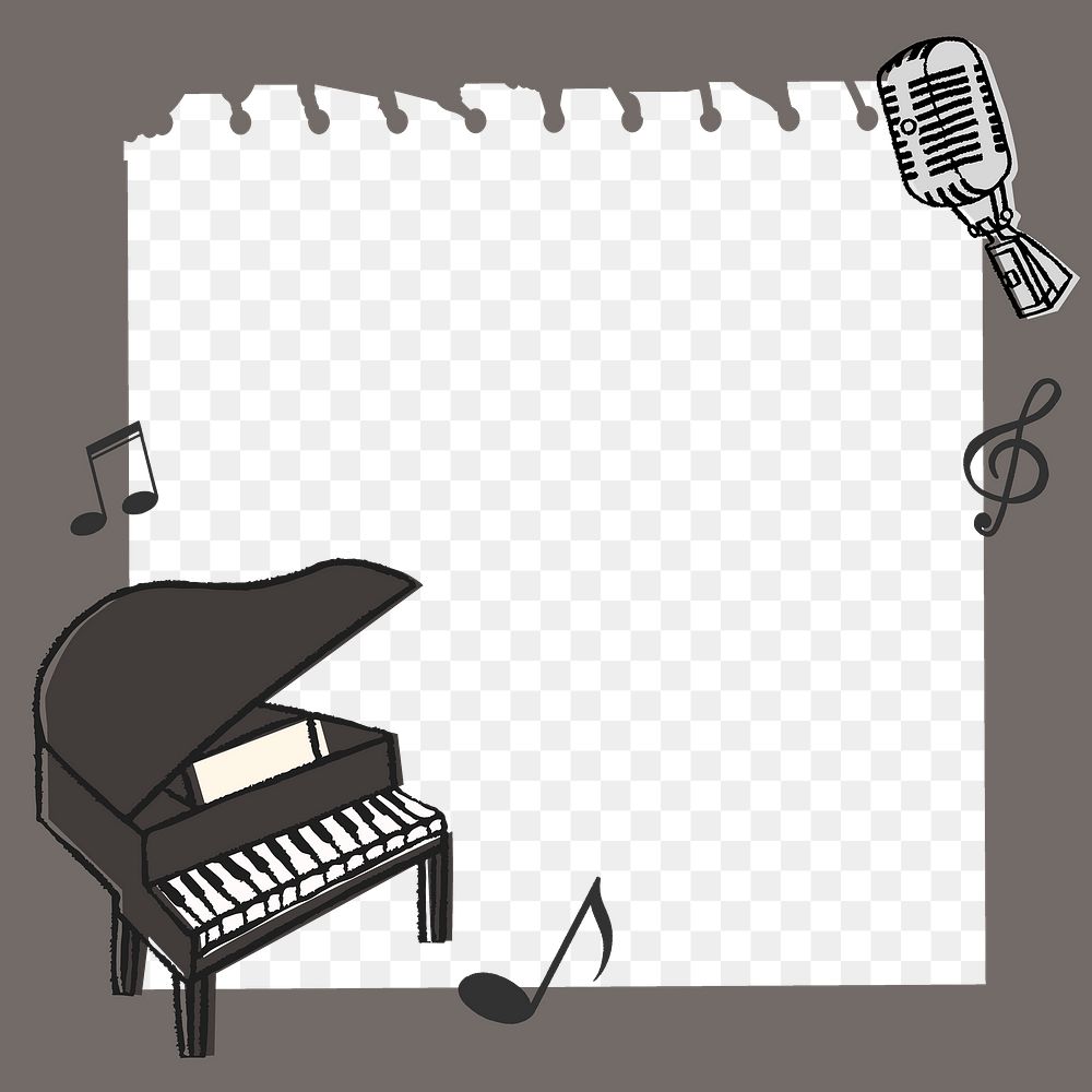 Piano doodle png frame, transparent | Premium PNG - rawpixel