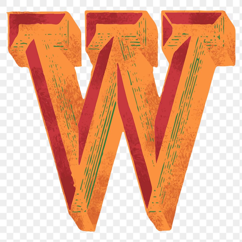 Vintage W alphabet png font | Premium PNG Sticker - rawpixel