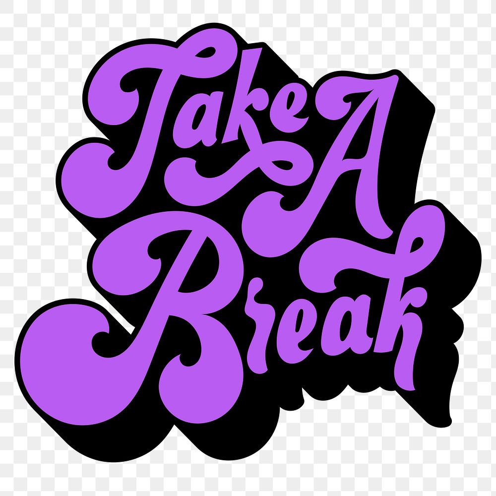 Purple take break retro style | Premium PNG - rawpixel