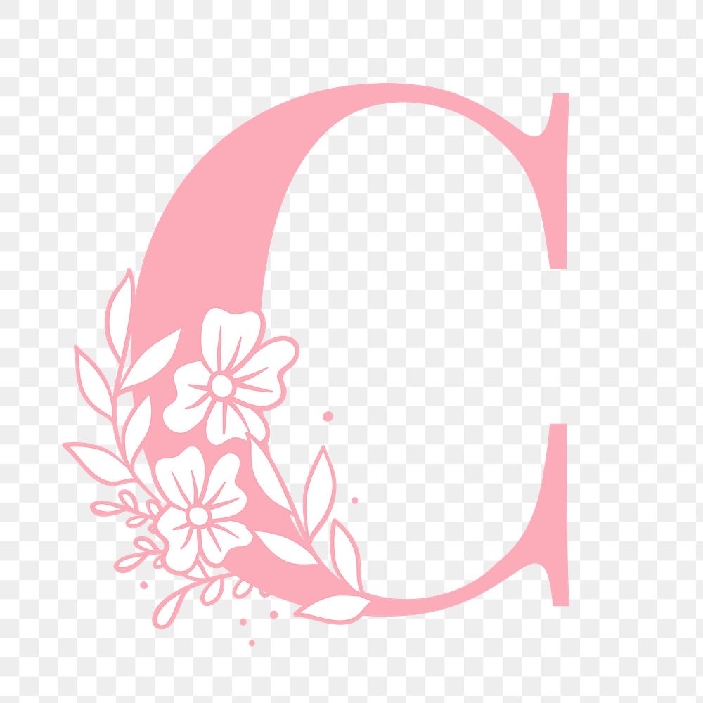 Png C floral alphabet typography | Premium PNG Sticker - rawpixel