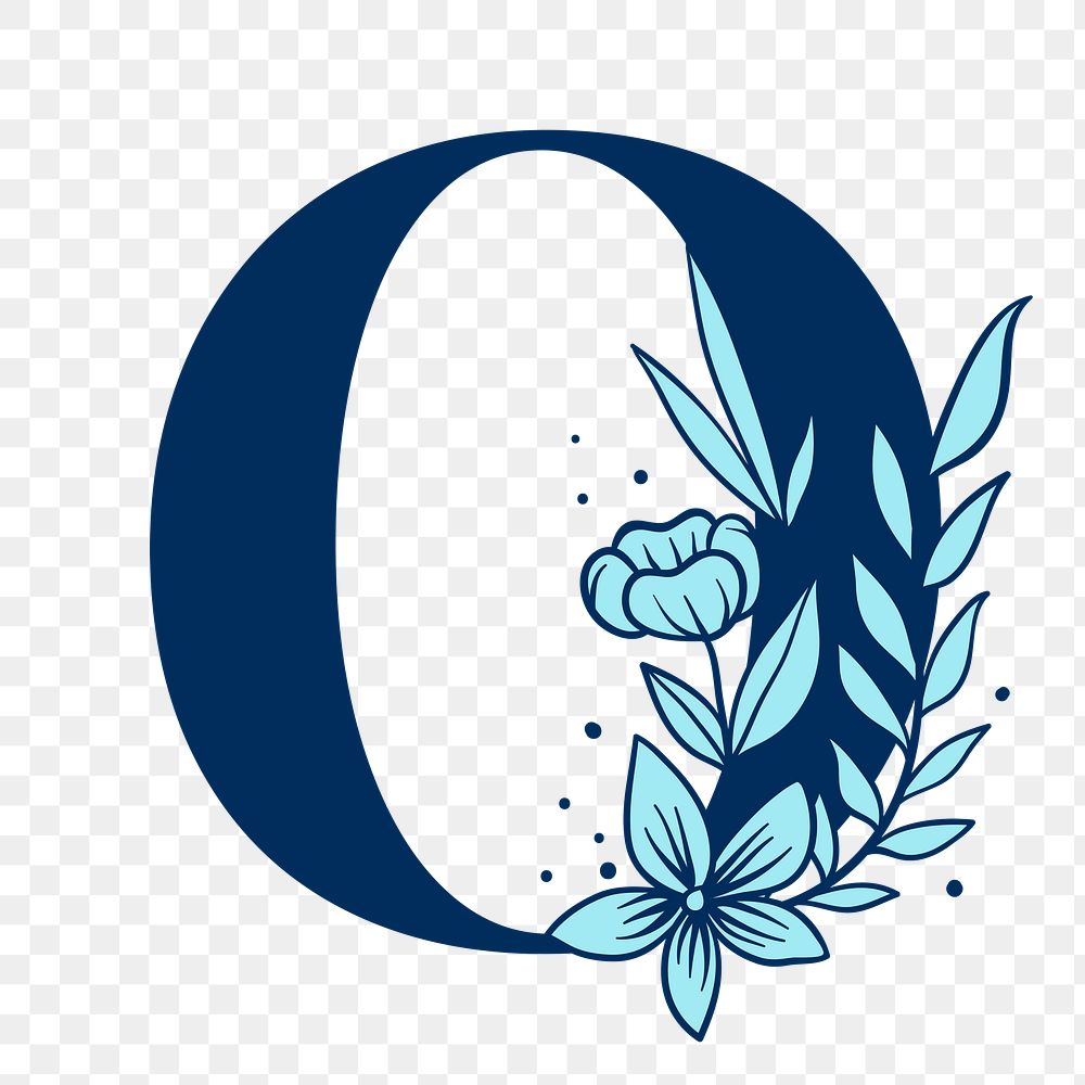 Flower letter O png blue | Premium PNG Sticker - rawpixel