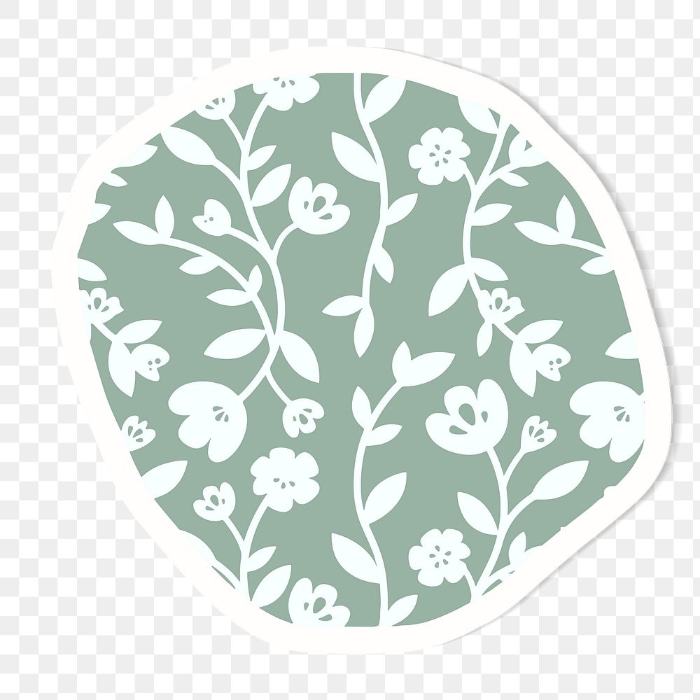White and green floral pattern | Premium PNG Sticker - rawpixel