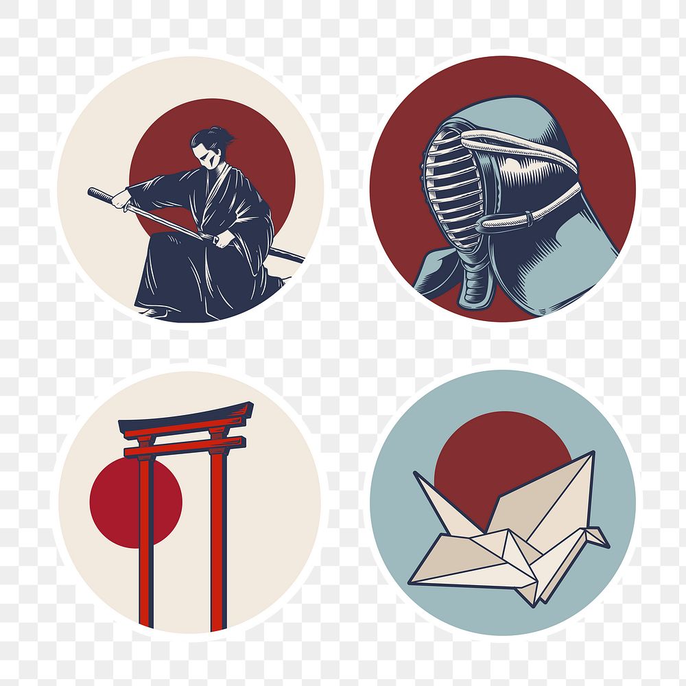 Traditional Japanese sticker design elements | Premium PNG - rawpixel
