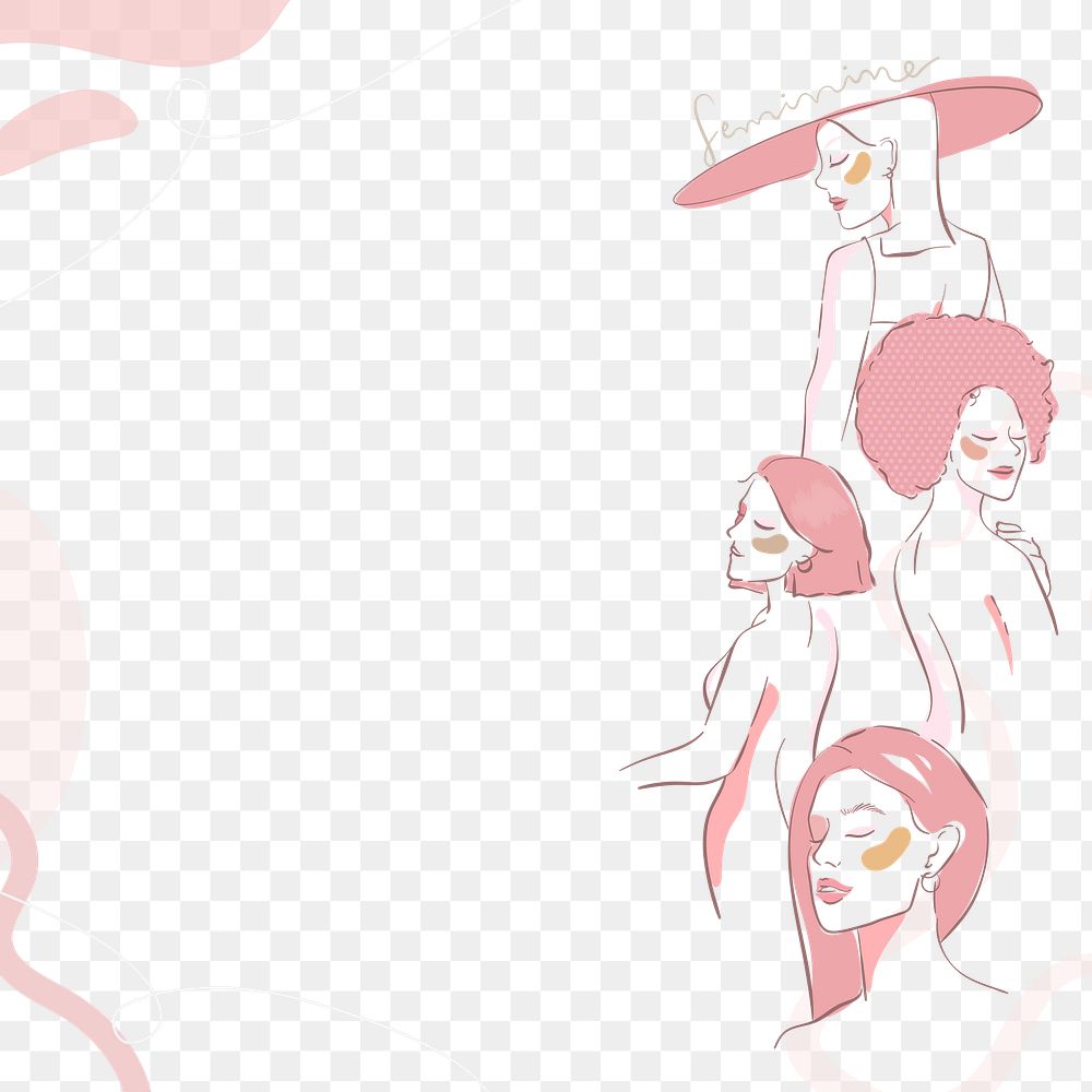 Pink feminine line art design | Premium PNG - rawpixel
