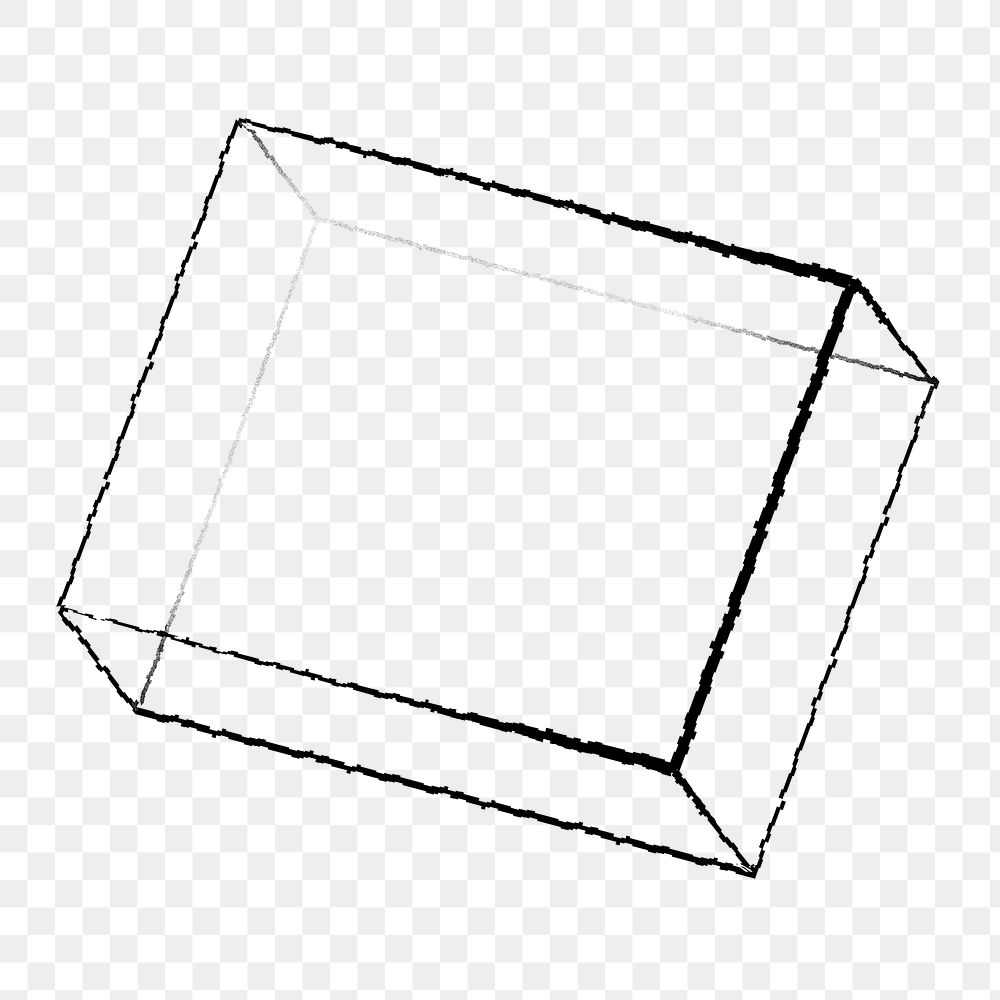 Distorted 3D flat cuboid outline | Premium PNG Sticker - rawpixel
