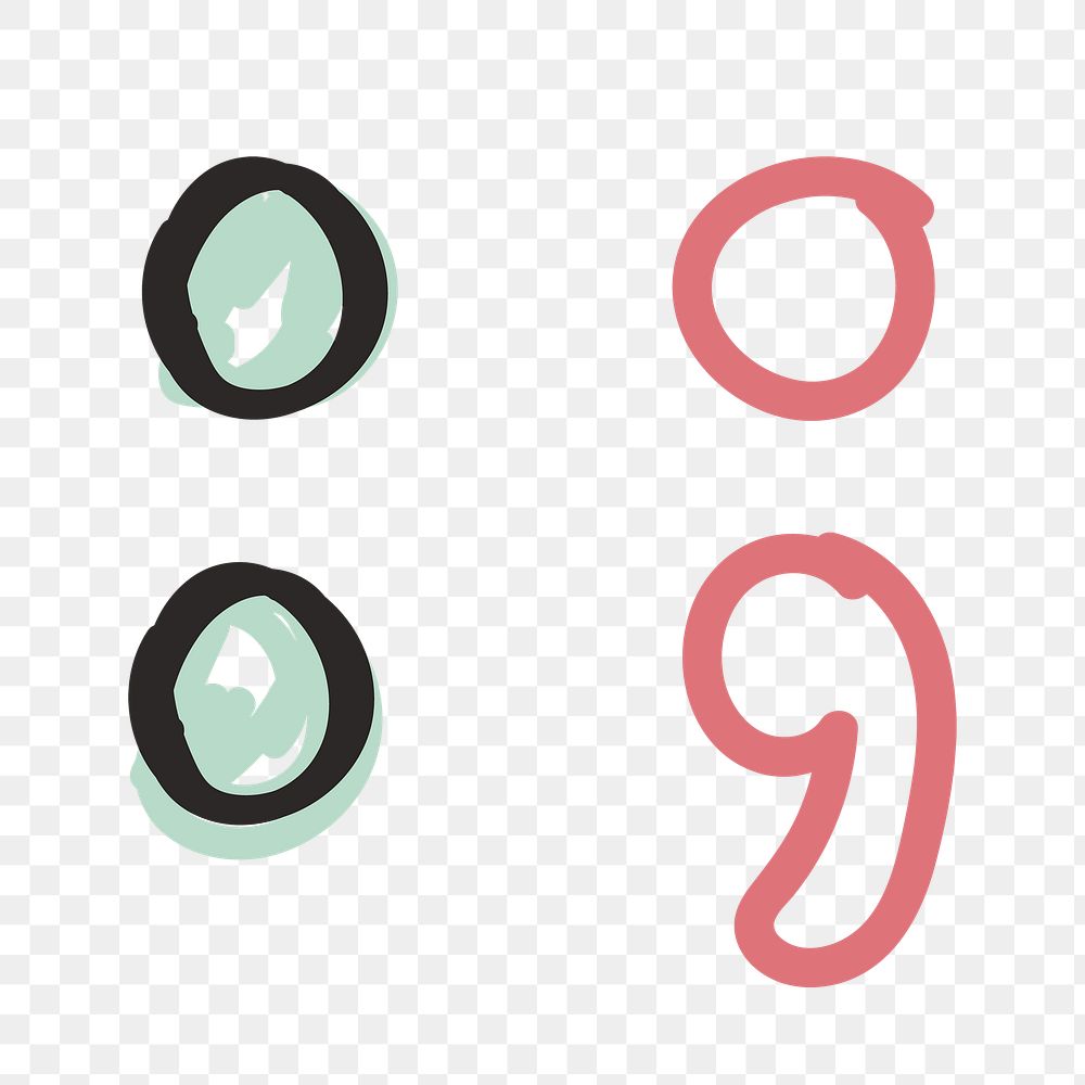 Colon, semicolon png doodle typography | Premium PNG Sticker - rawpixel