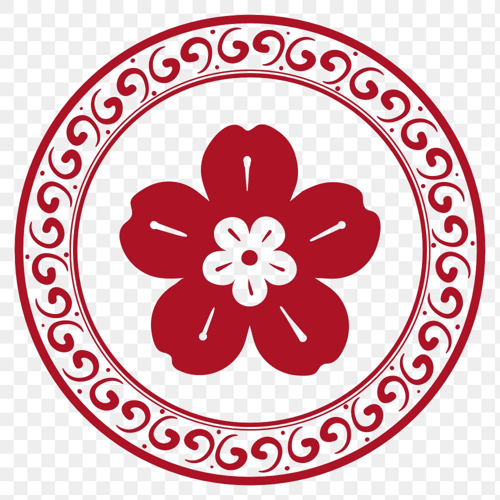 Chinese sakura flower badge png | Premium PNG - rawpixel