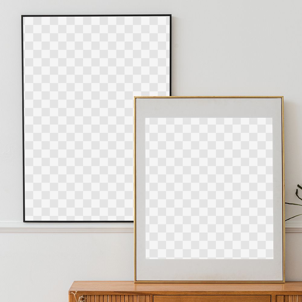 Picture frame mockups over a wooden | Free PNG - rawpixel