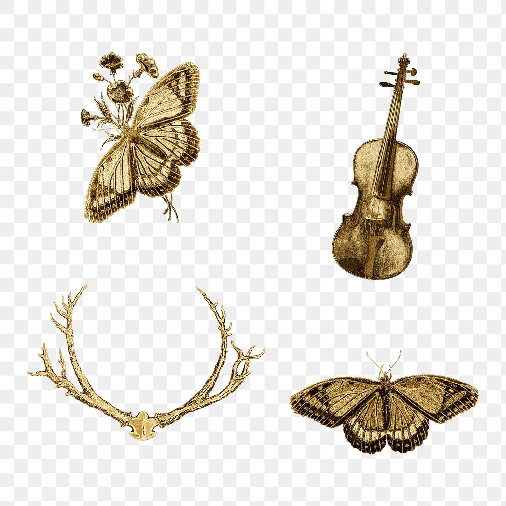 Golden stickers set design element | Free PNG - rawpixel