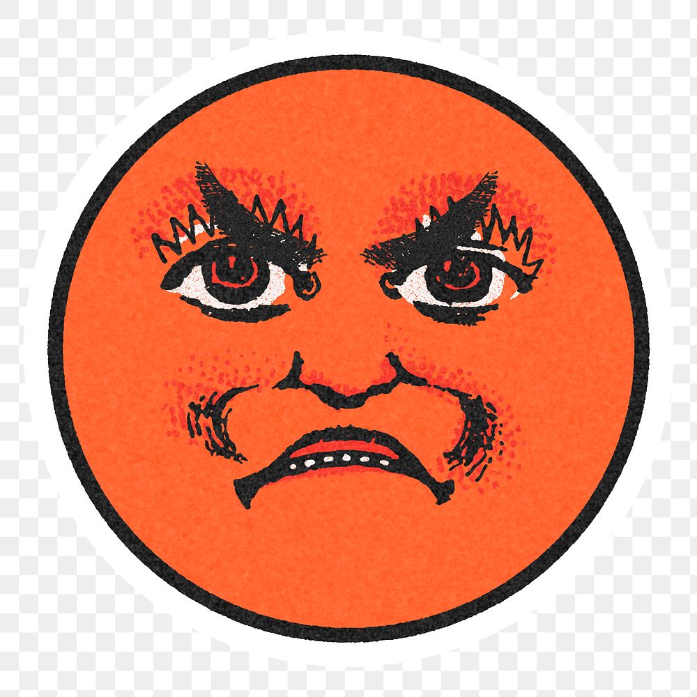 Vintage red round angry emoji | Premium PNG Sticker - rawpixel