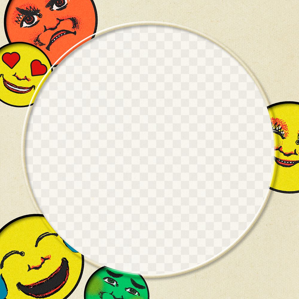 Vintage emoji frame design element | Free PNG - rawpixel