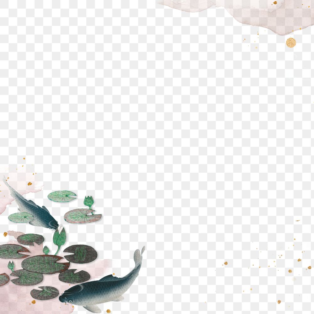 Swimming black koi fish border | Free PNG - rawpixel