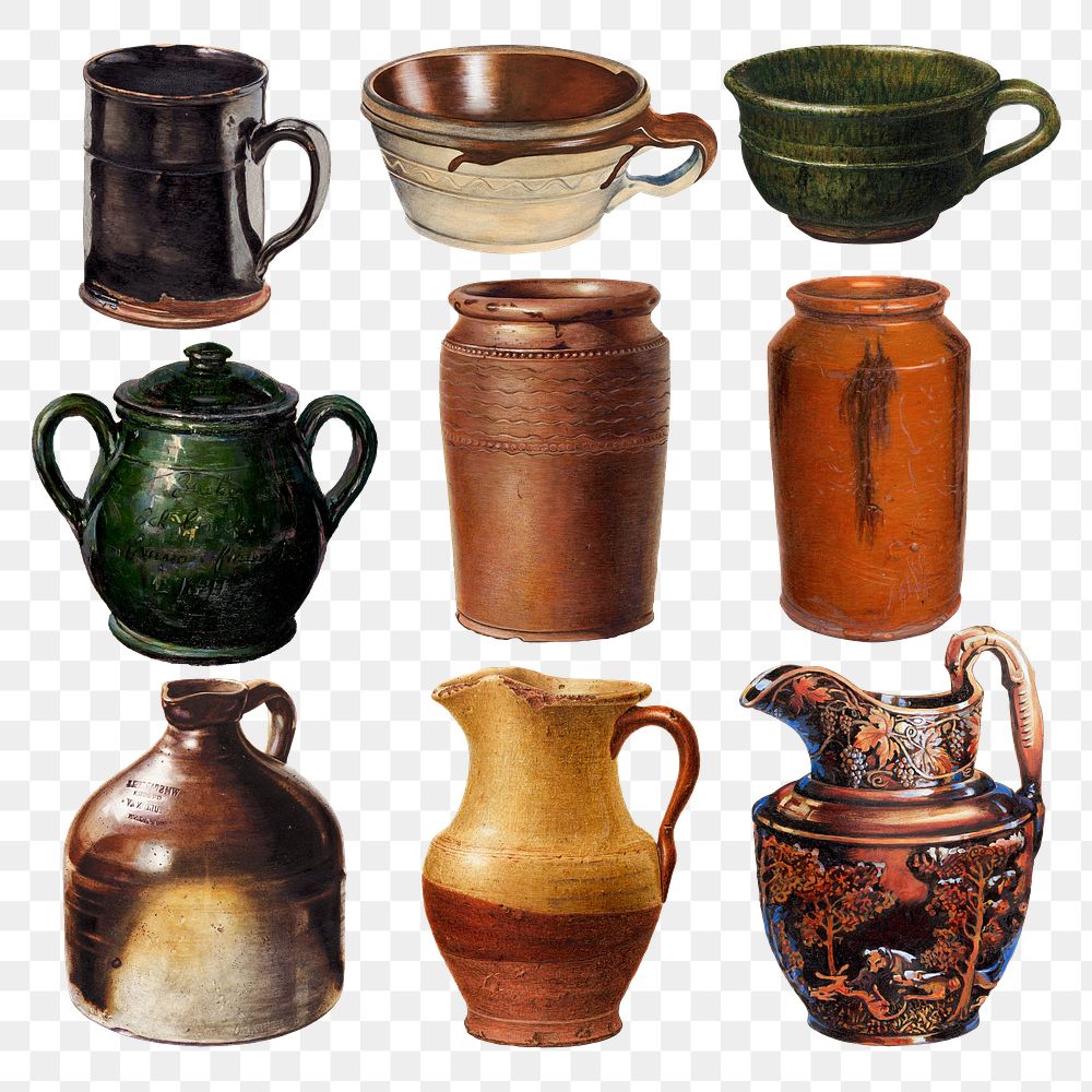 Pottery png jugs and mugs | Premium PNG - rawpixel