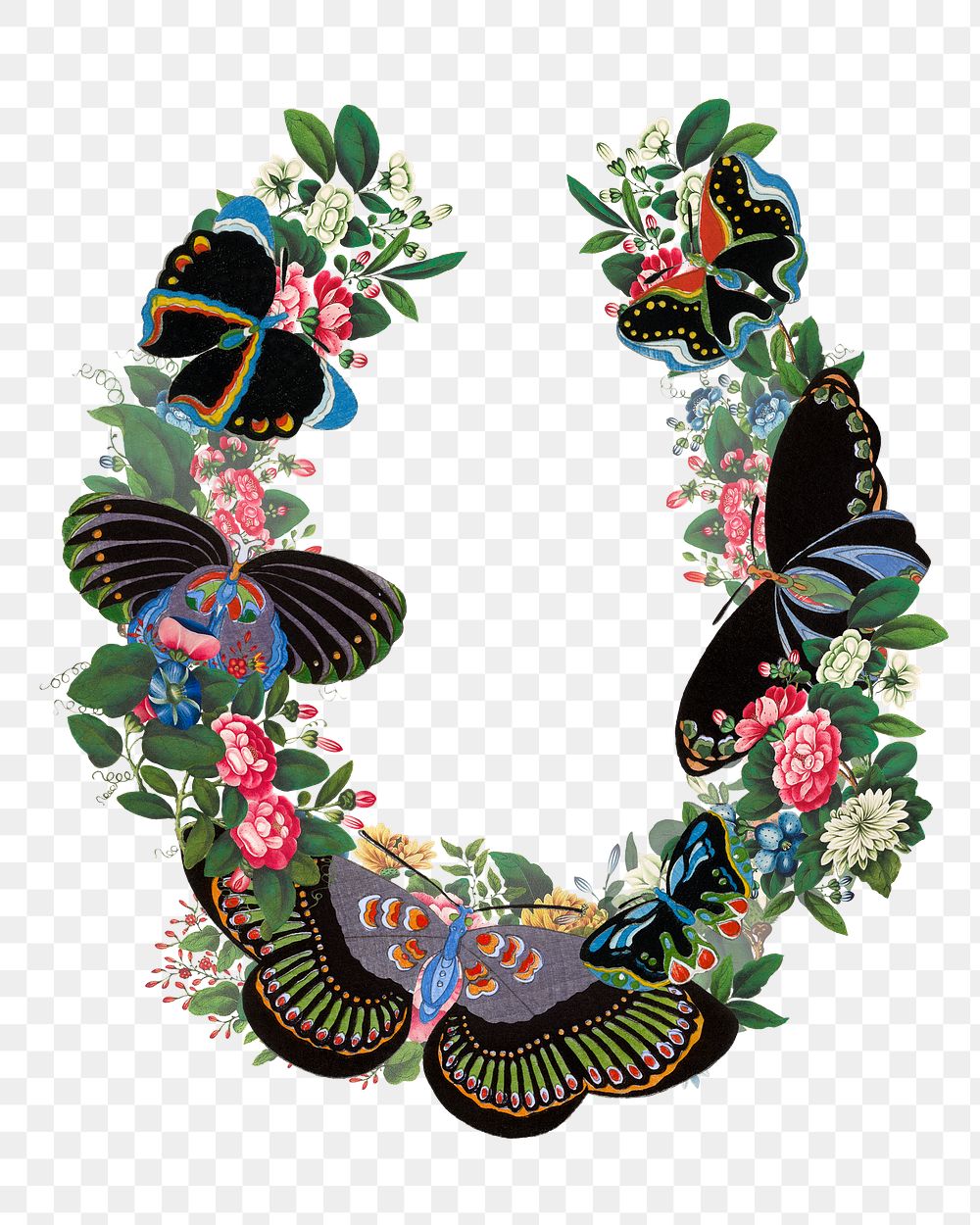 Butterfly wreath png frame, vintage | Premium PNG - rawpixel