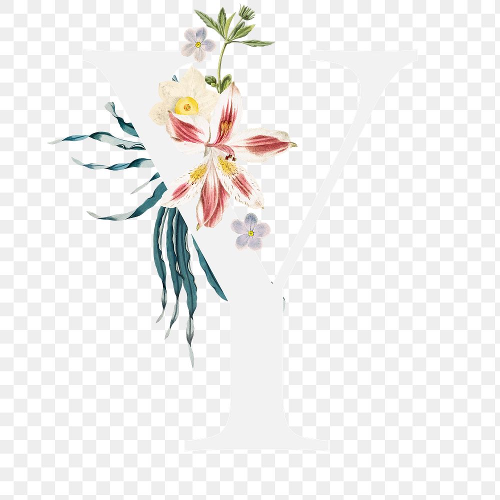 Y png floral alphabet font | Free PNG Sticker - rawpixel