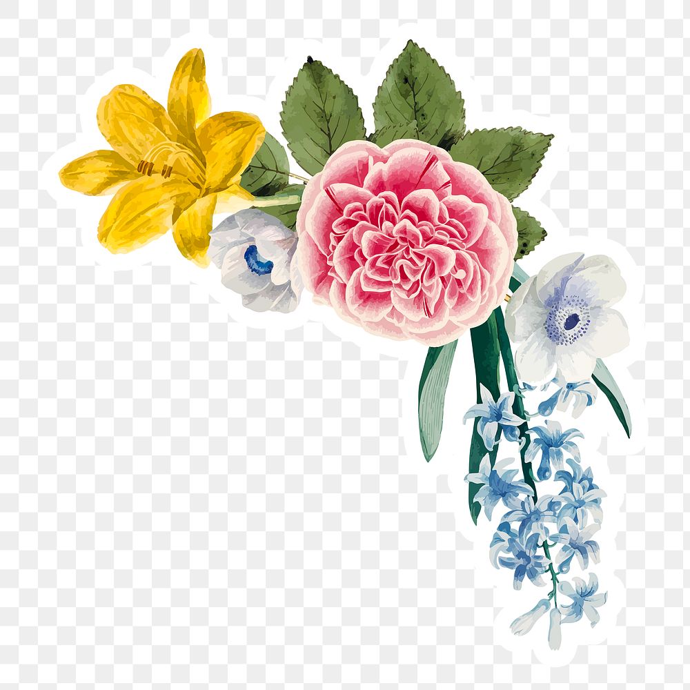 Colorful summer flowers sticker design | Free PNG Sticker - rawpixel