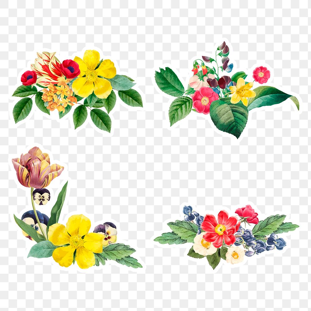 Colorful summer flowers sticker design | Premium PNG - rawpixel