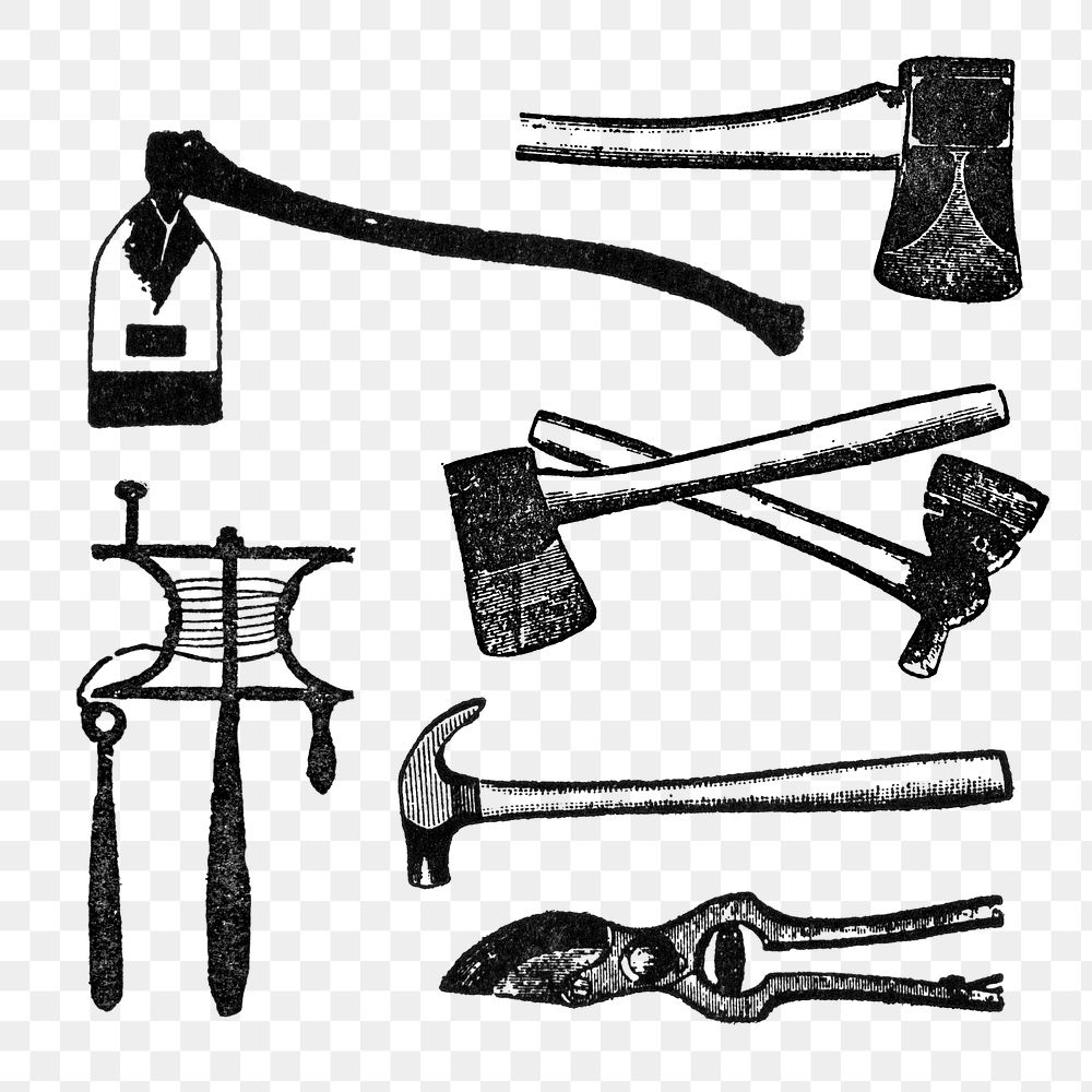 Tools sticker png, vintage black | Premium PNG - rawpixel
