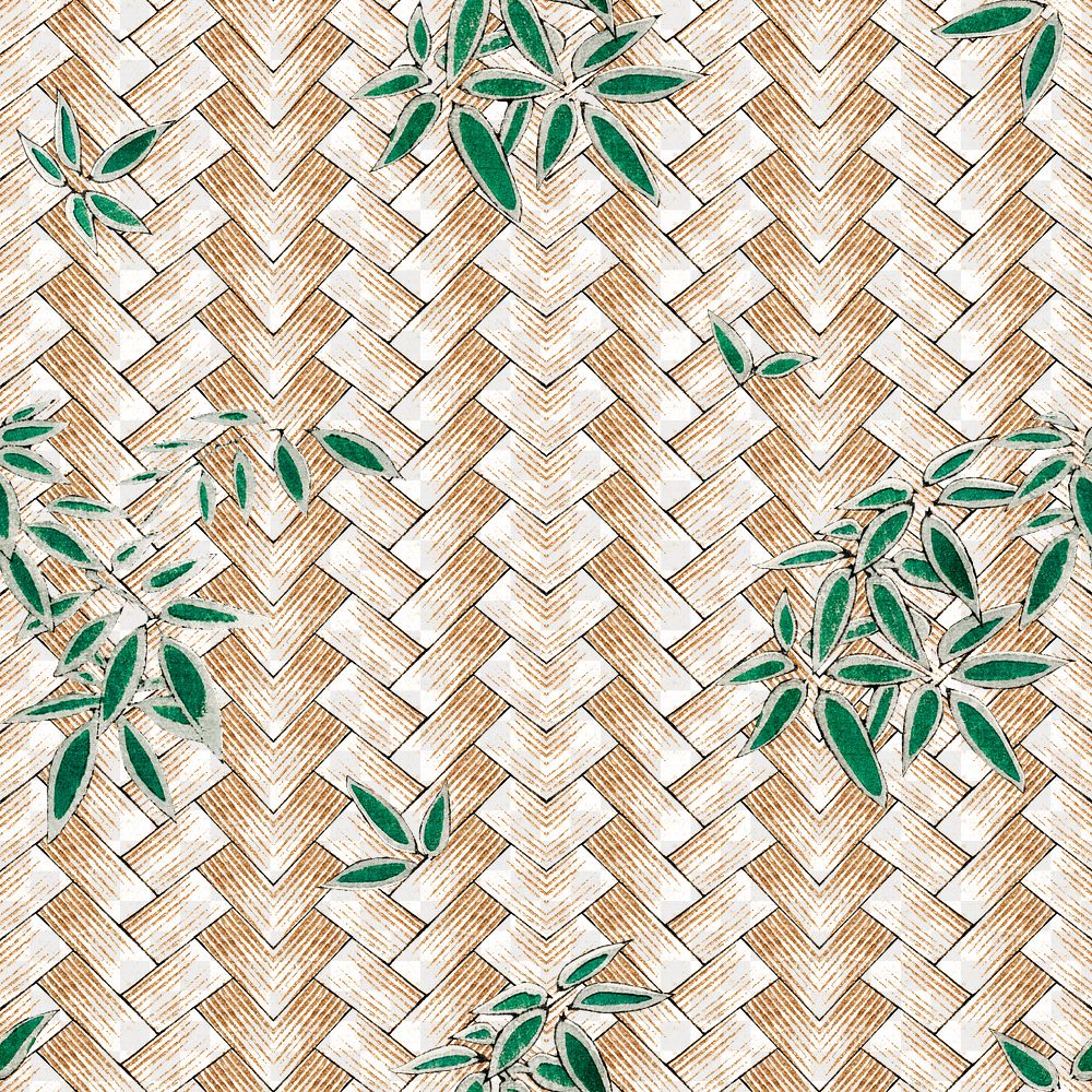 Traditional Japanese bamboo weave with leaves | Free PNG - rawpixel