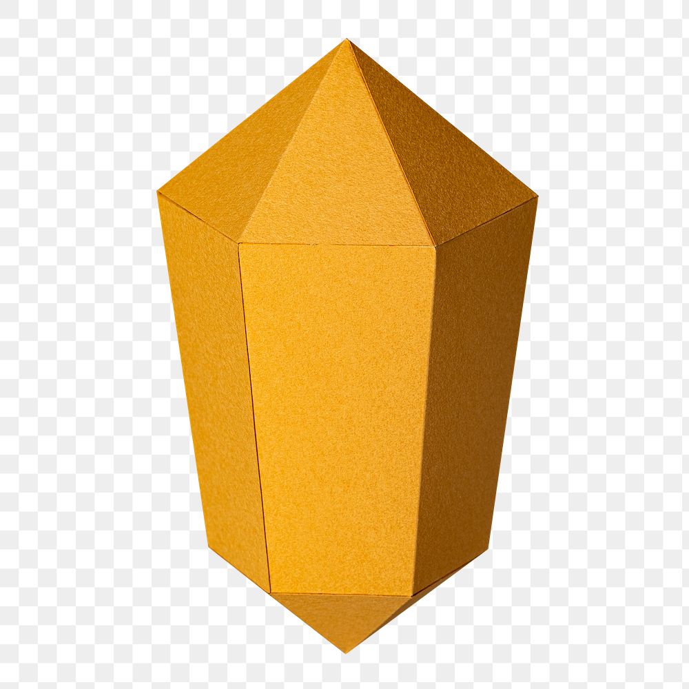 Gold hexagonal prism paper craft | Free PNG Sticker - rawpixel