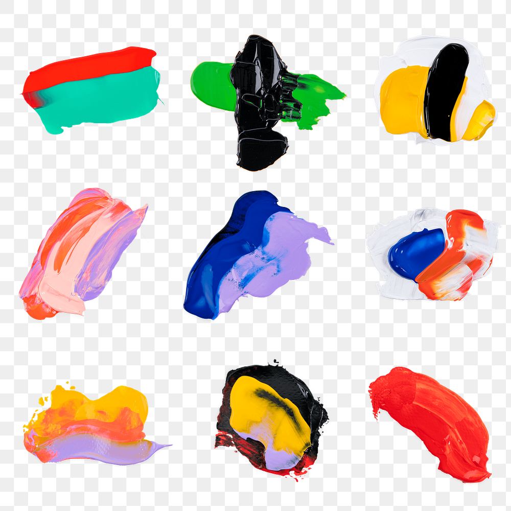 Png smear paint set, colorful | Premium PNG - rawpixel