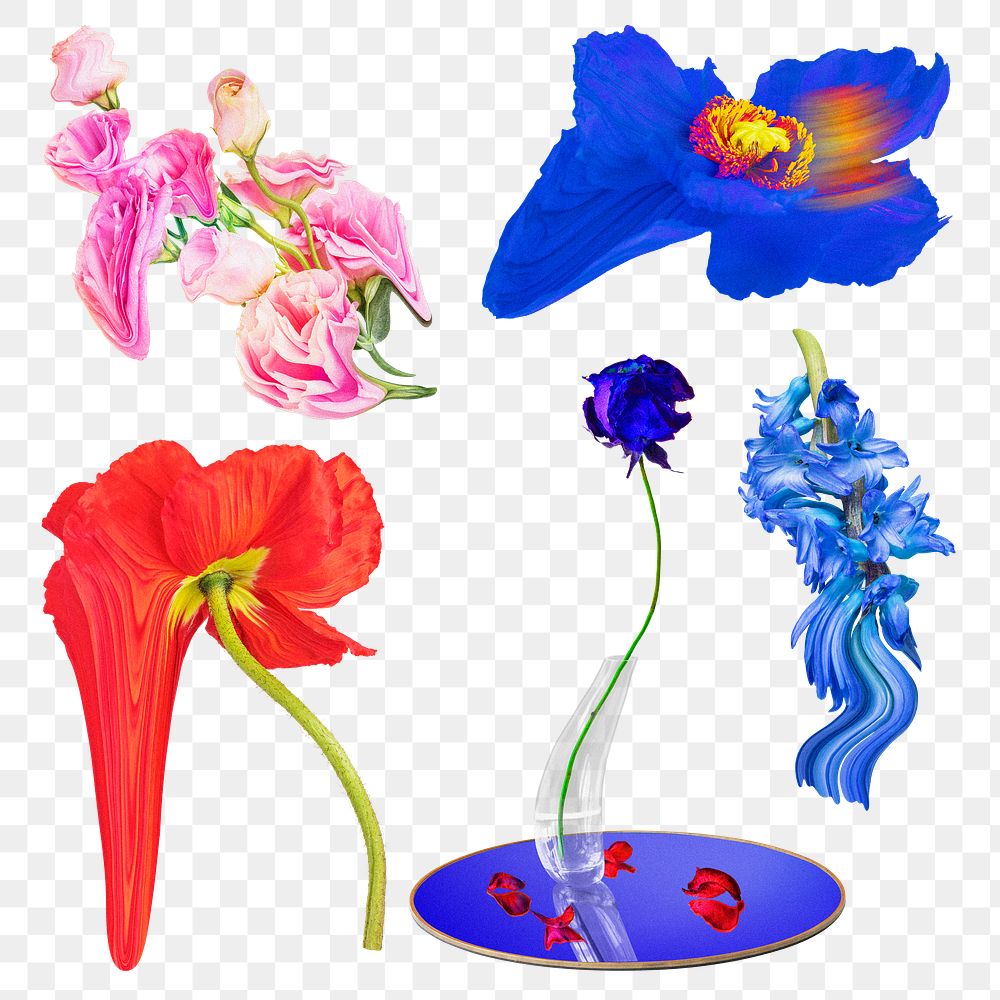 Flowers PNG stickers psychedelic colorful | Premium PNG - rawpixel